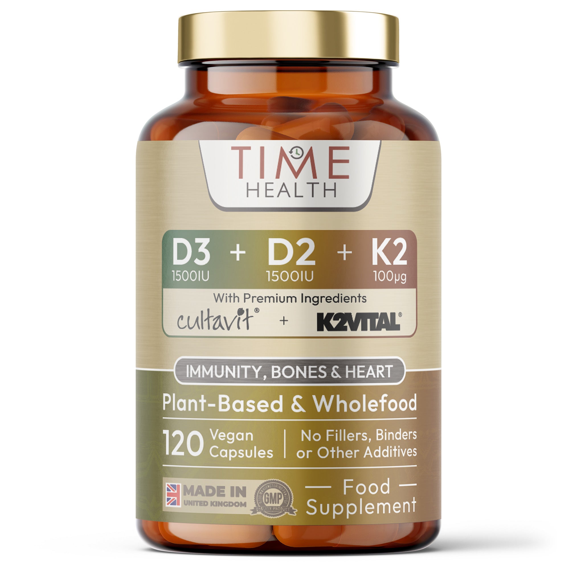 Vitamin D3, D2, K2, Natural Wholefood Plant Based 3000IU